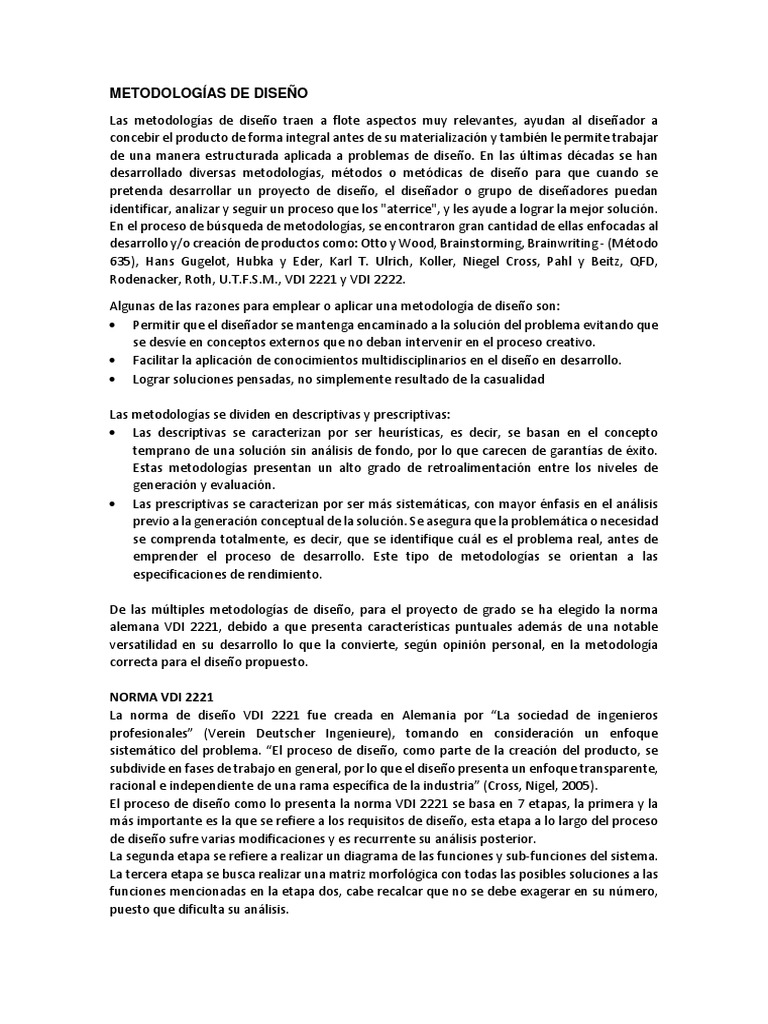 MA 03. - Metodologías de Diseño - VDI 2221-2222 | PDF | Diseño ...