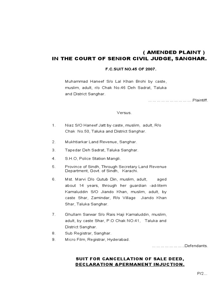 Ammended Plaint | PDF | Affidavit | Advocate