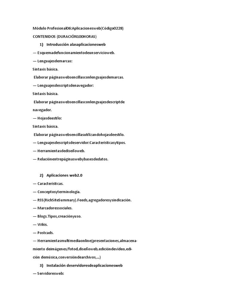 TEMARIO Aplicaciones Web | PDF | web 2.0 | Tecnologías de la información