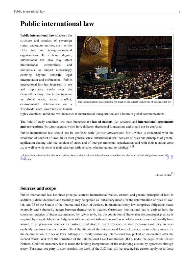 Public International Law | PDF | International Law | United Nations ...