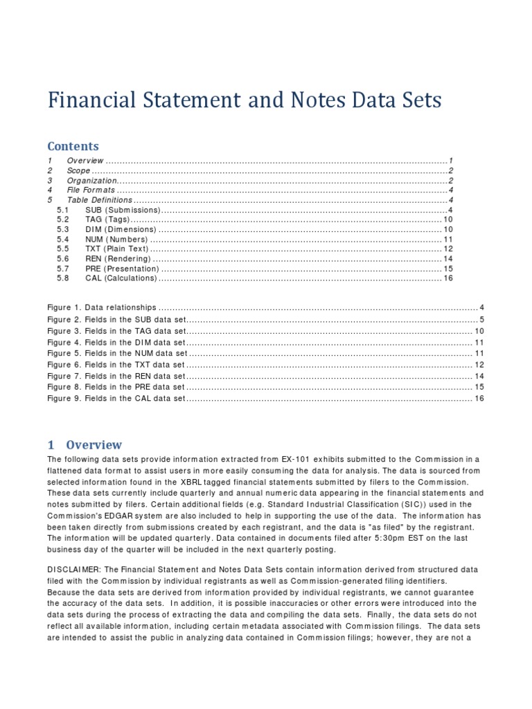 Financial Statement and Notes Data Sets | PDF | Text File | Boolean ...