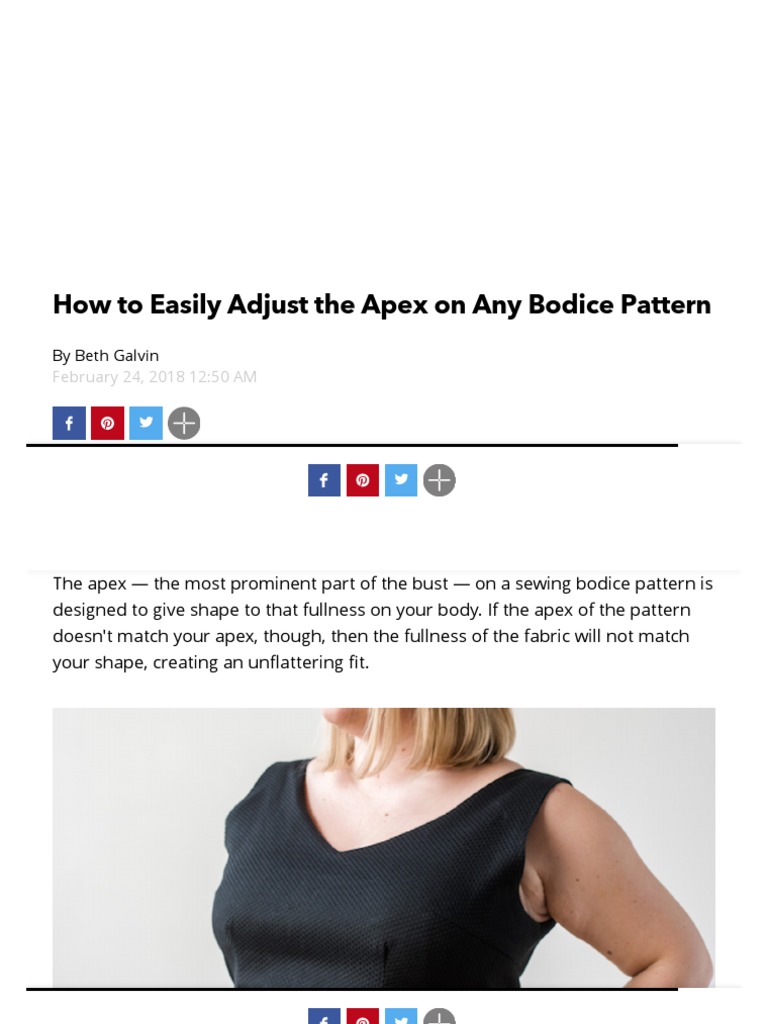 How To Easily Adjust The Apex On Any Bodice Sewing Pattern | PDF | Seam ...