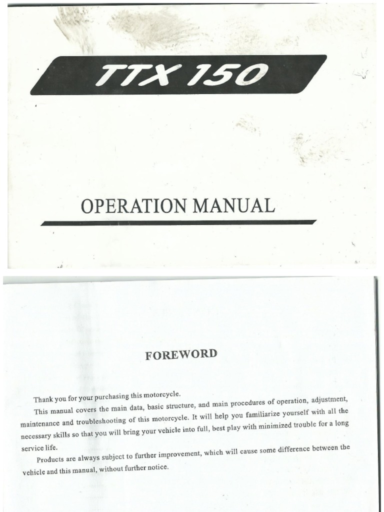 Manual Motorrad TTX 150 PDF | PDF