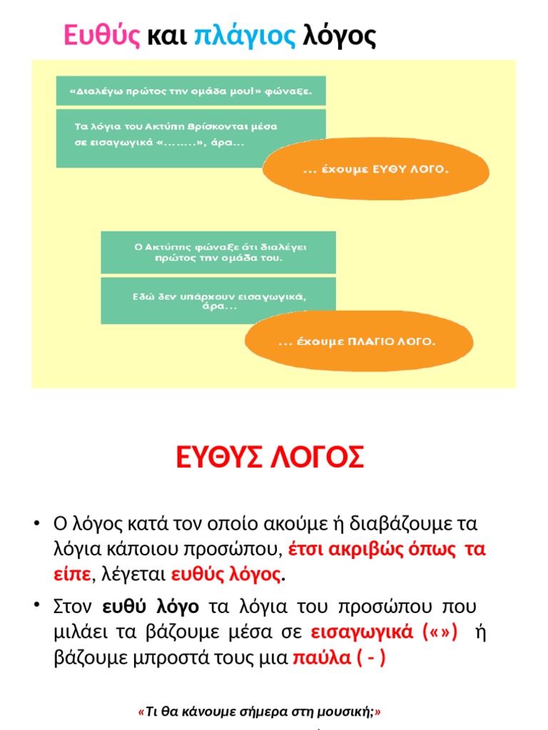 Ευθύς Και Πλάγιος Λόγος | PDF