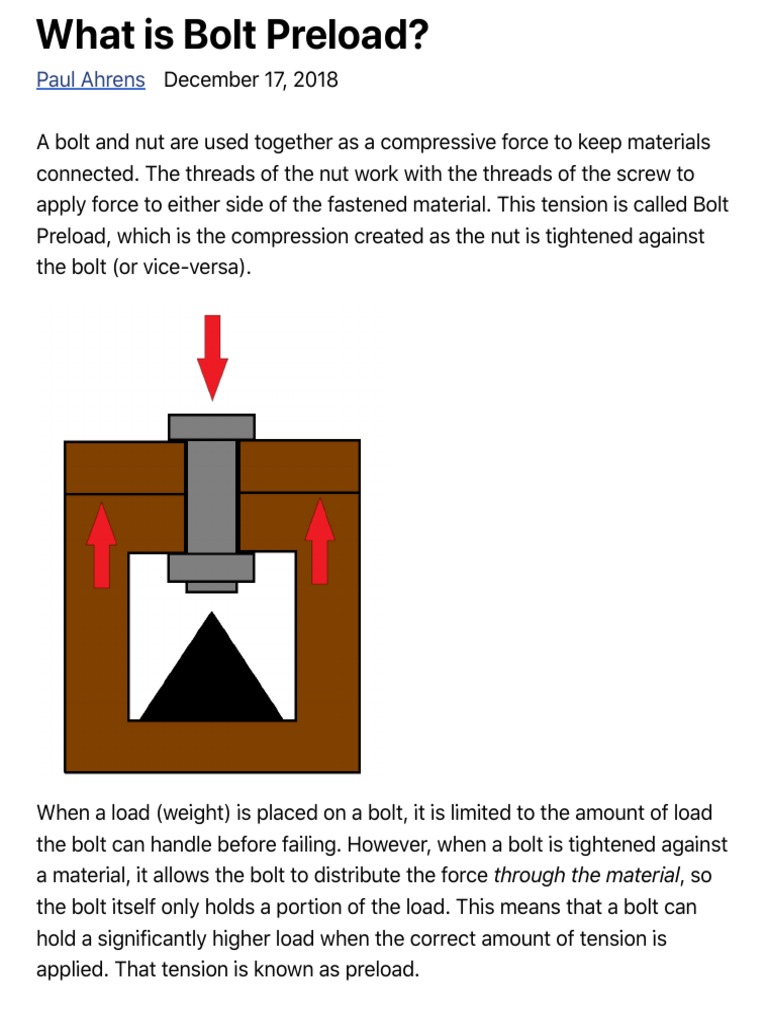 What Is Bolt Preload? | PDF | Nut (Hardware) | Screw