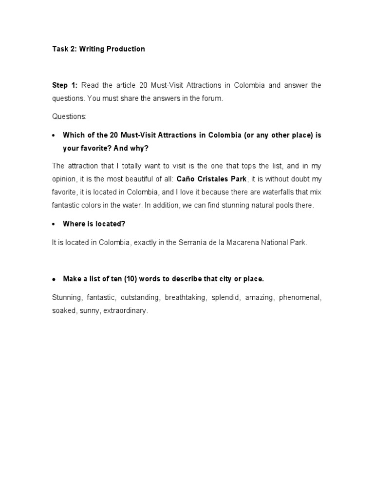 Task 2: Writing Production | PDF