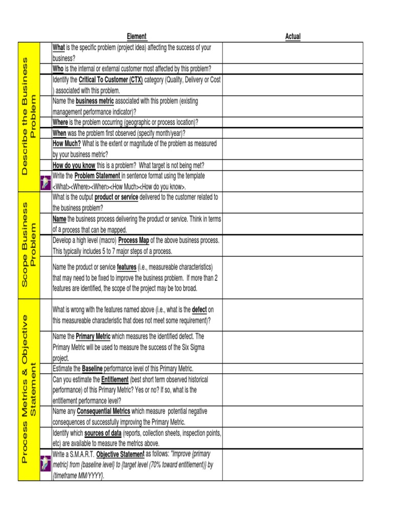 New Project Define Worksheet | PDF | Performance Indicator | Business ...