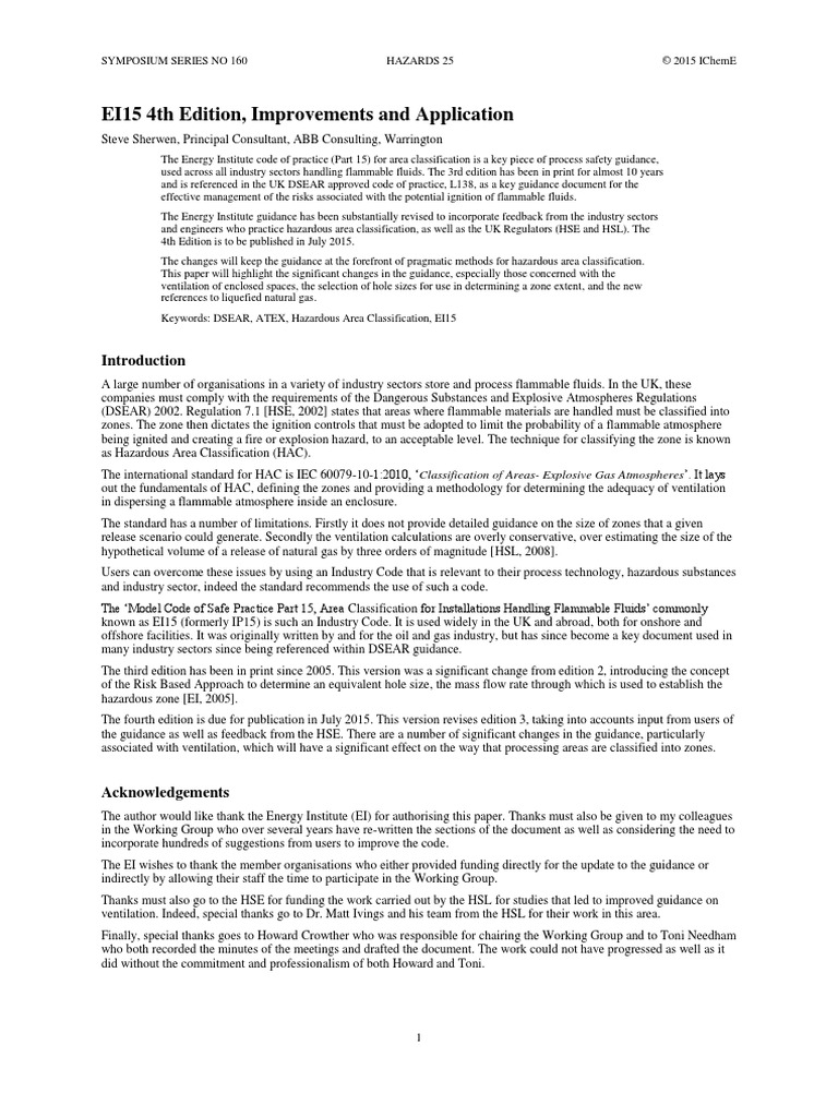 EI15 4th Edition, Improvements and Application | PDF | Ventilation ...