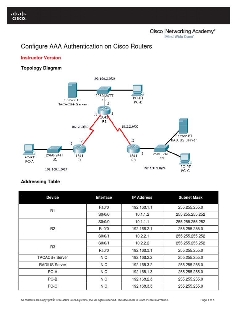 1) Configure AAA | PDF | Radius | Authentication