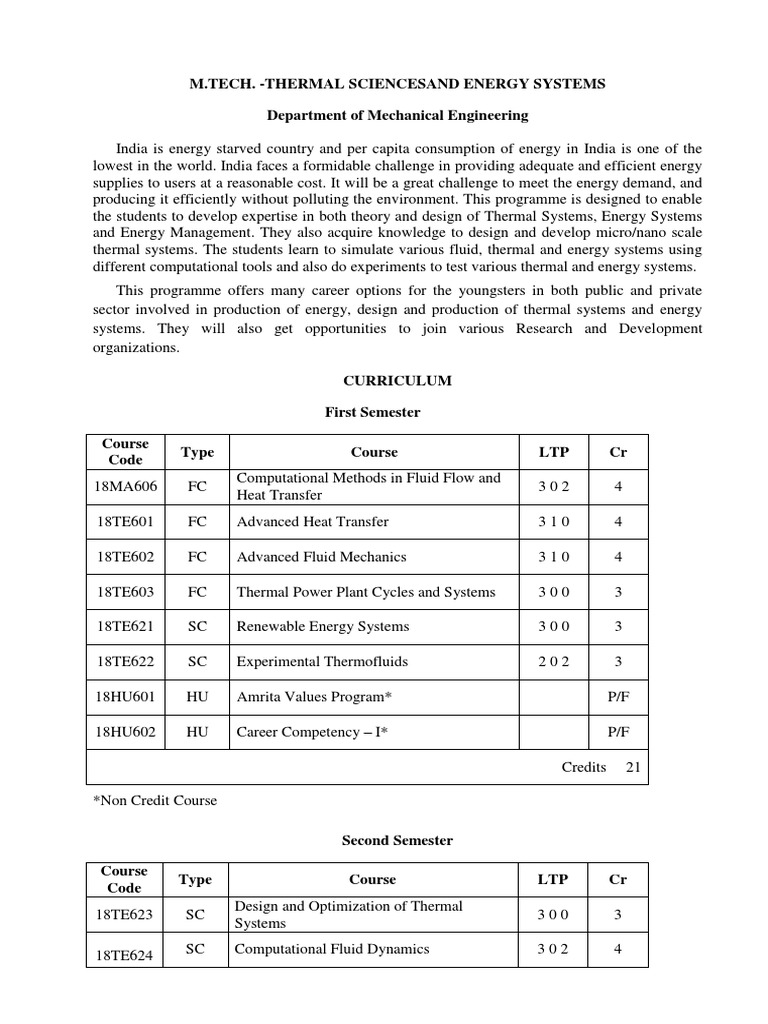 M.Tech. - Thermal Sciencesand Energy Systems Department of Mechanical ...