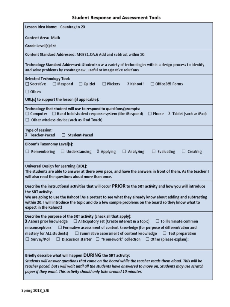 Kahoot Lesson Plan | PDF | Educational Assessment | Question