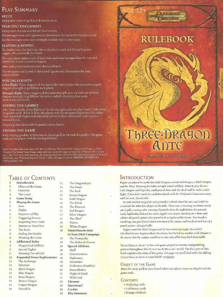 Card Game - Three Dragon Ante | PDF