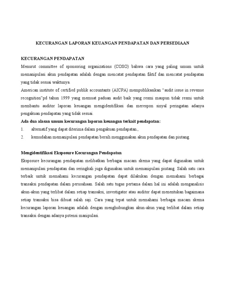 Kecurangan Lap Keuangan Pendapatan Dan Persediaan | PDF