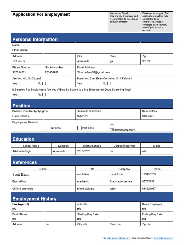 Job-Application-Form-Download-Standard-20170814 Stump | PDF | Business