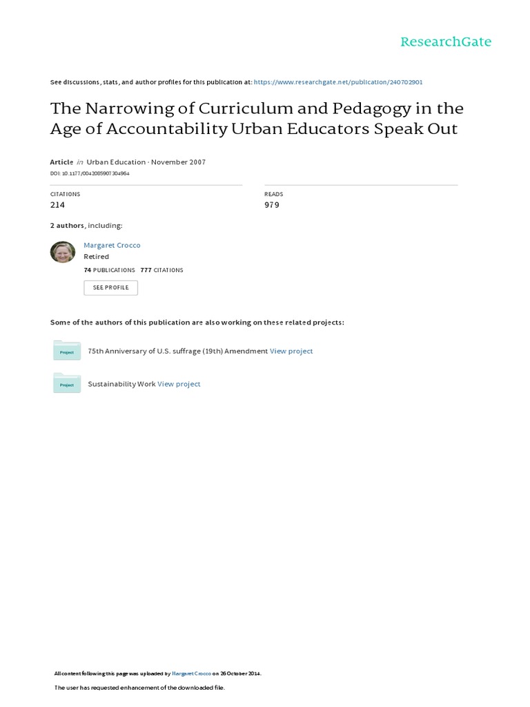The Narrowing of Curriculum and Pedagogy in The Age of Accountability ...