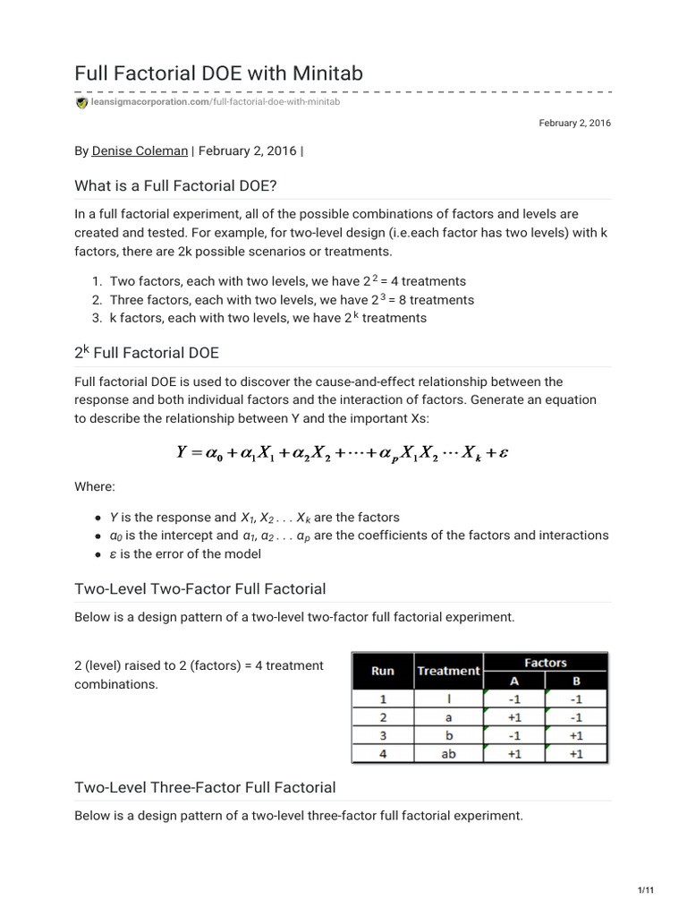 Full Factorial DOE With Minitab | PDF | Experiment | Statistical Analysis