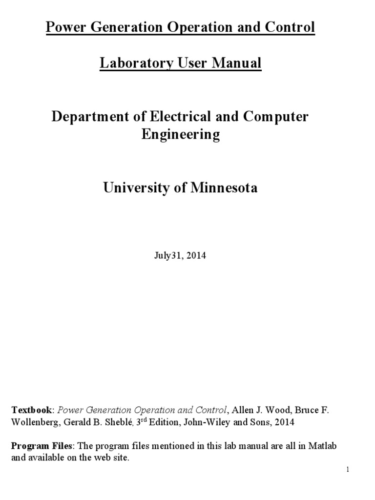 Power Generation Control Manual | PDF | Microsoft Excel | Spreadsheet