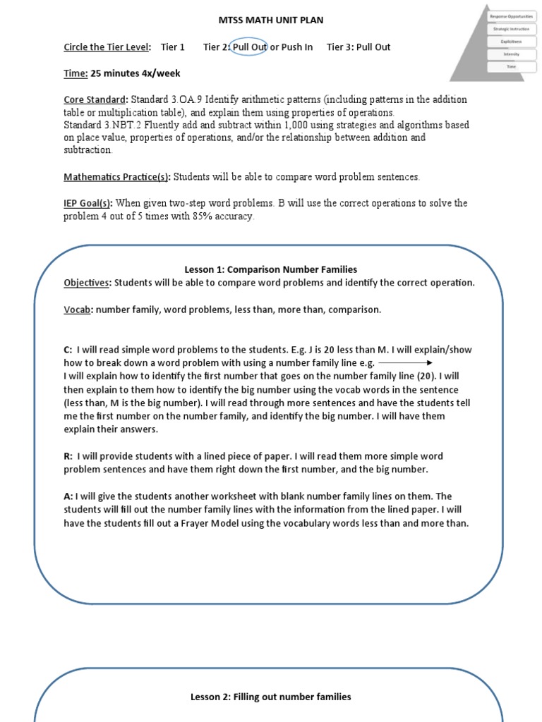 MTSS Math Unit Plan Overview | PDF | Numbers | Arithmetic