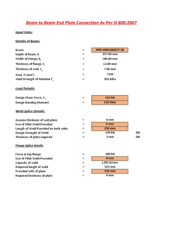 Beam Weld Splice Connection 1 | PDF | Beam (Structure) | Bending