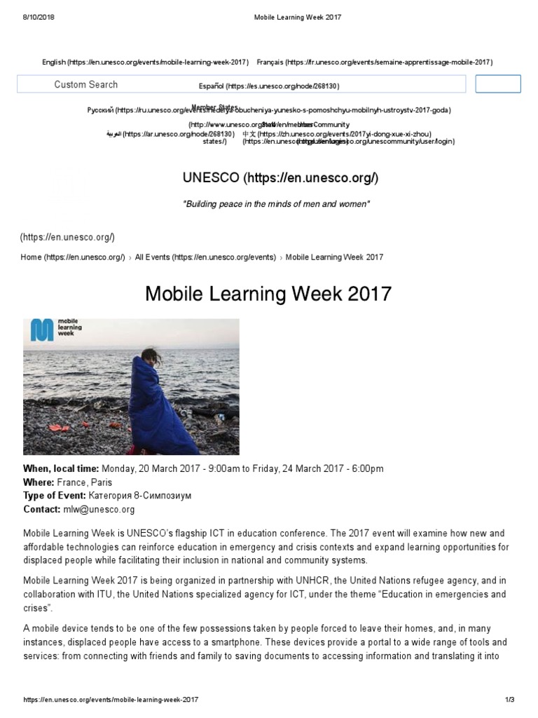 Mobile Learning Week 2017 | PDF | United Nations High Commissioner For ...