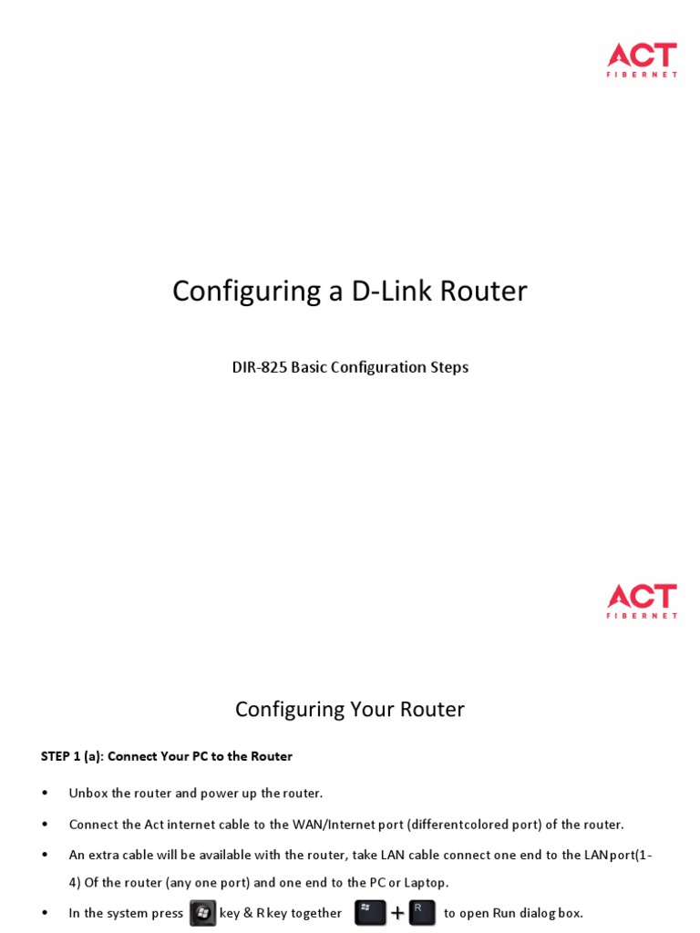 Configuring A D-Link Router: DIR-825 Basic Configuration Steps | PDF ...