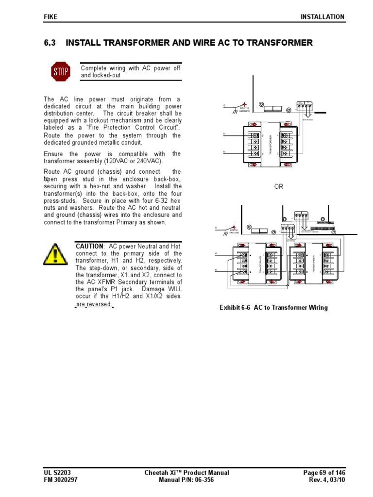 6.3 Install Transformer and Wire Ac To Transformer: Fike Installation ...