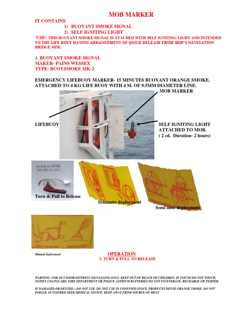 Mob Marker: It Contains 1) Buoyant Smoke Signal 2) Self Igniting Light ...