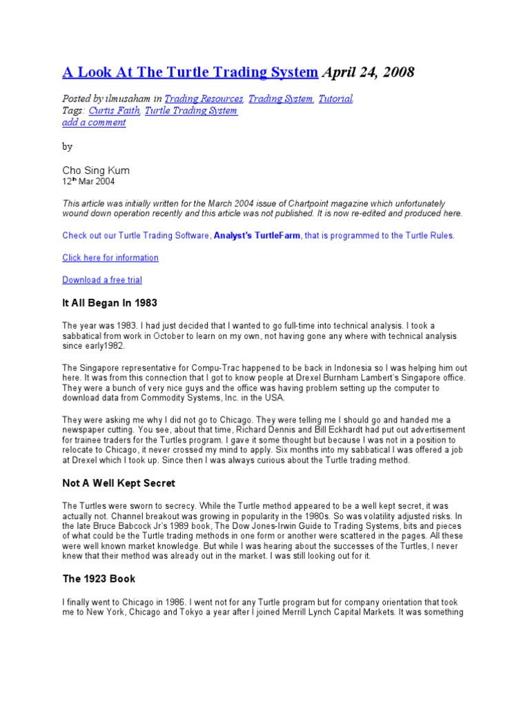 A Look at The Turtle Trading | PDF | Algorithmic Trading | Foreign ...