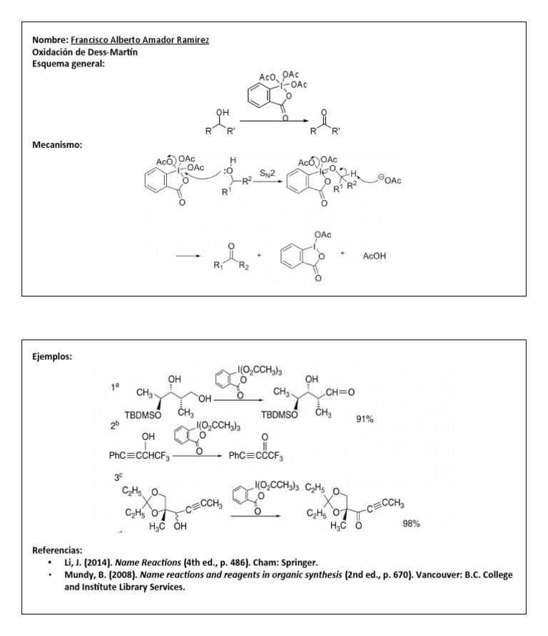 Dess-Martin Oxidation Mechanism | PDF | Science & Mathematics