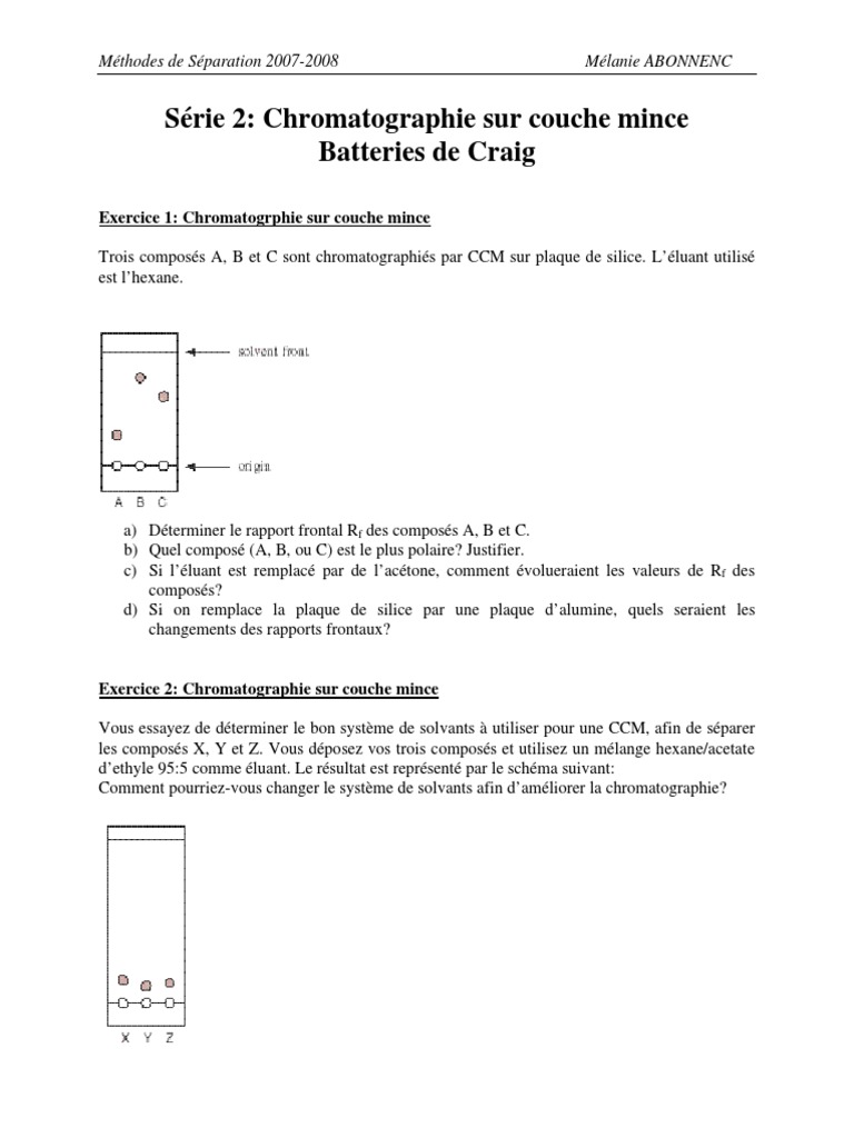Exercice Corrigé de Chromatographie CCM | PDF | Chromatographie sur couche mince | Chromatographie