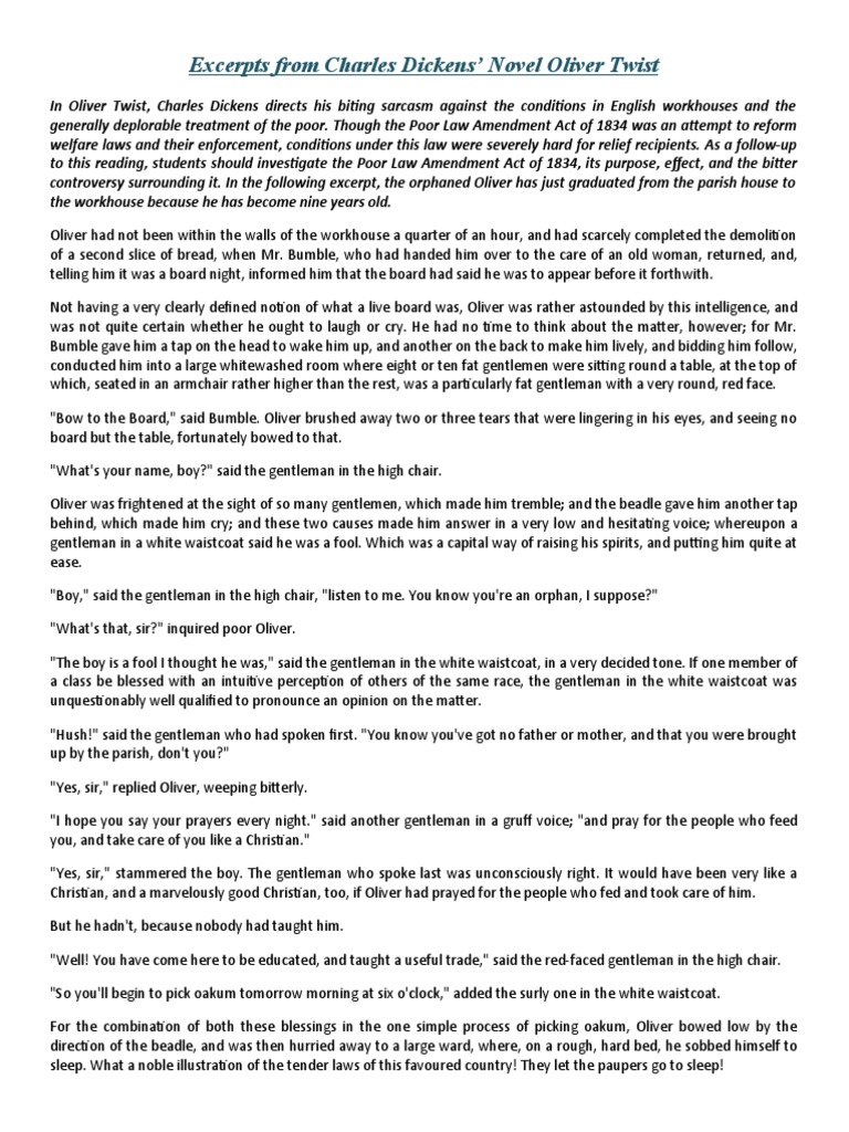 Excerpt (Oliver Twist, Charles Dickens) | PDF | Oliver Twist