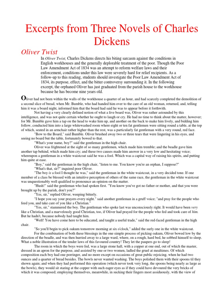 Charles Dickens Excerpts PDF | PDF | Oliver Twist