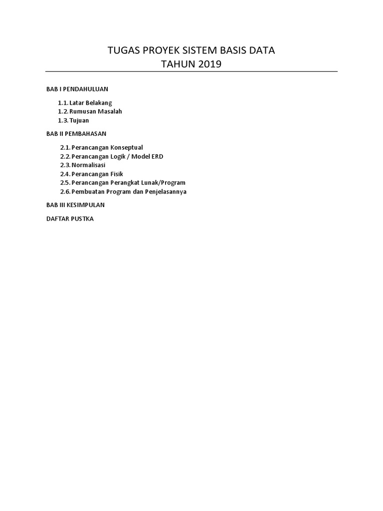 Proyek Sistem Basis Data 2019 | PDF