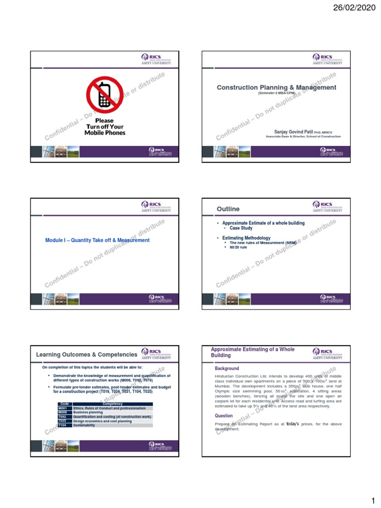 Construction Planning & Management: - Quantity Take Off & Measurement ...