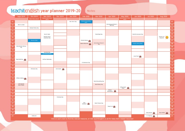 Teachit English Year Planner 2019 20 | PDF