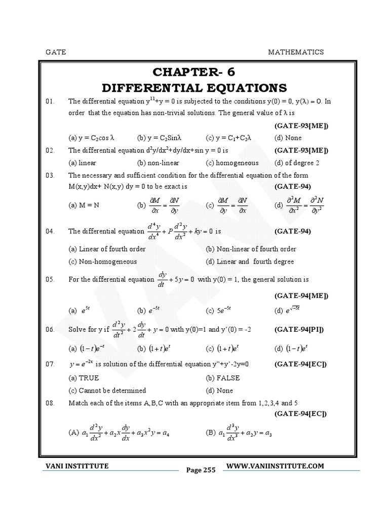 Differential Equations Paper | PDF | Ordinary Differential Equation ...