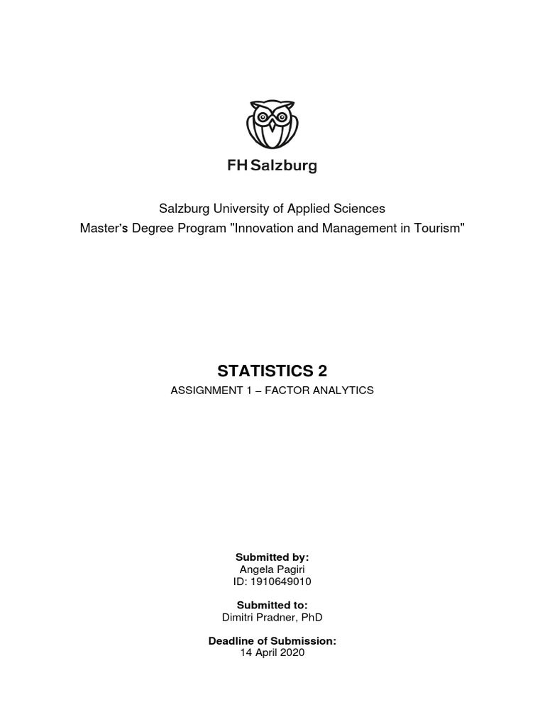 Statistics - Assignment 1 - Factor Analysis | PDF | Factor Analysis ...