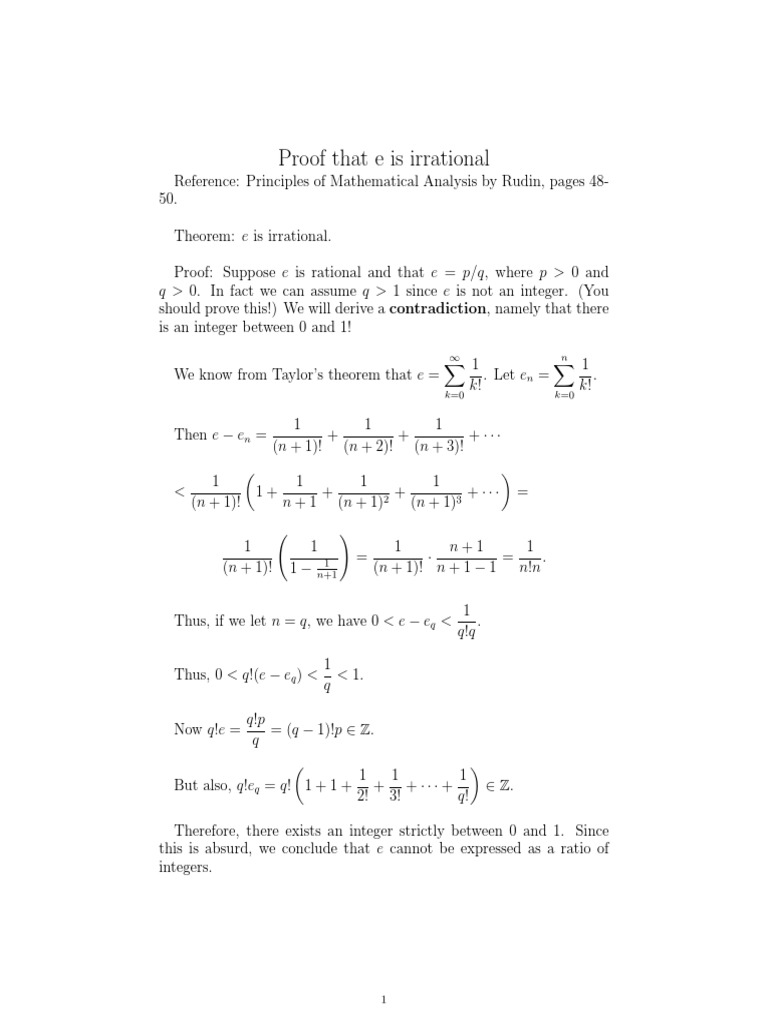 Proof That e Is Irrational | PDF