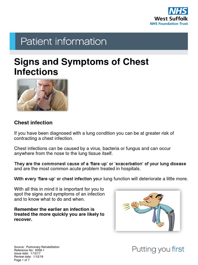 Signs and Symptoms of Chest Infections | PDF | Cough | Thorax