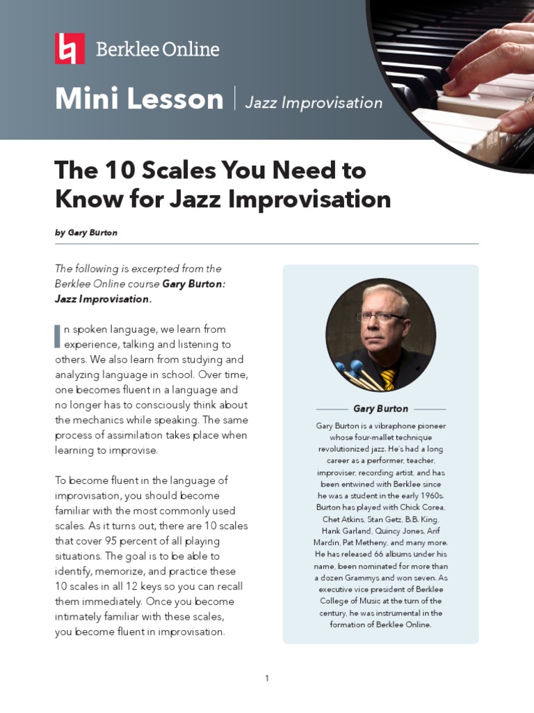 Mini Lesson: The 10 Scales You Need To Know For Jazz Improvisation ...