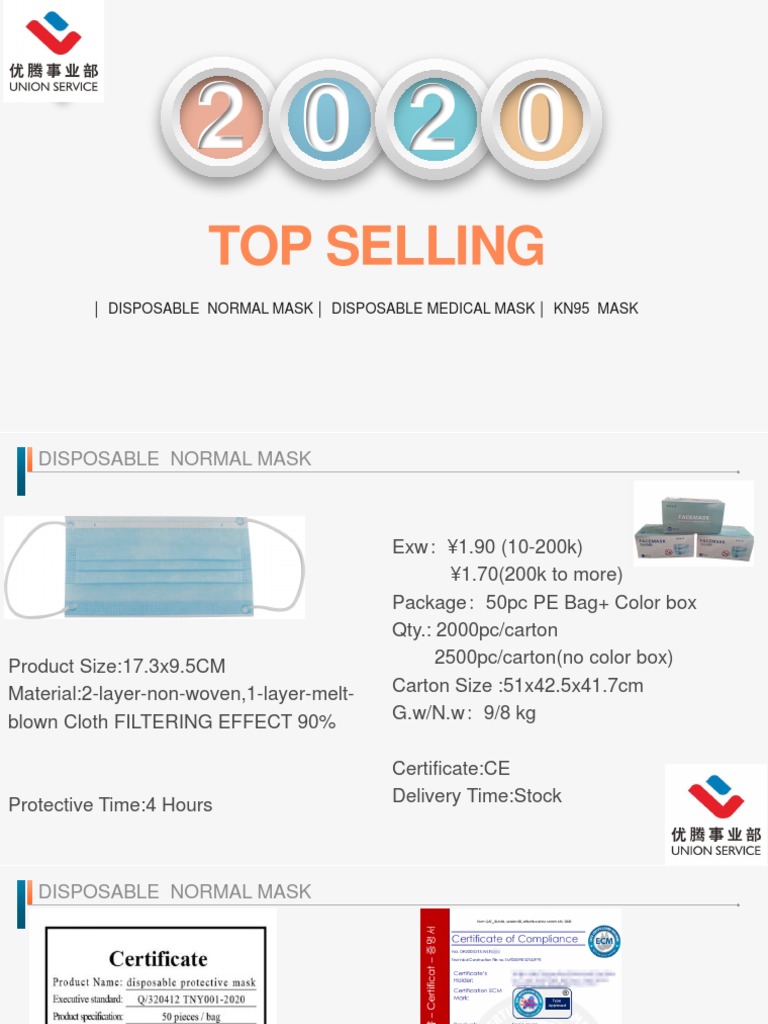 2020 Top Selling Disposable Face Masks: Specifications and ...