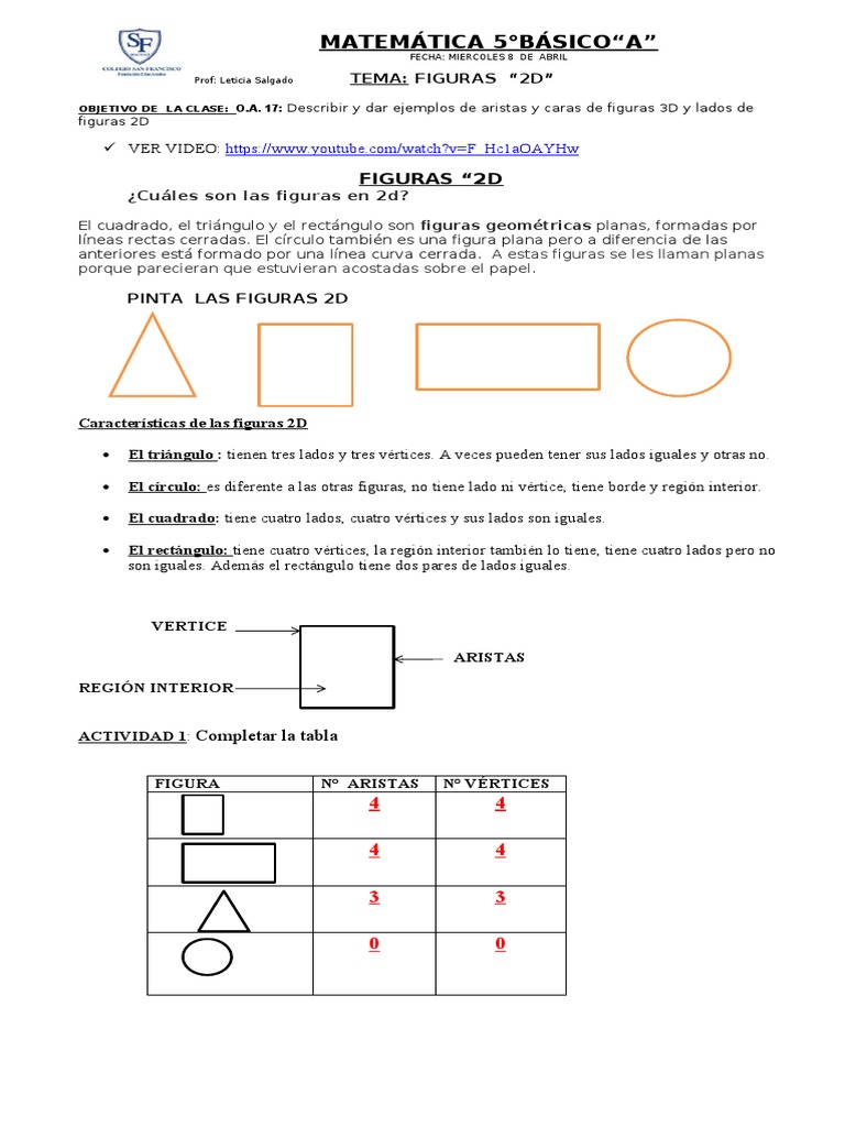 5°-A-B MATEMATICA - Figuras 2D | PDF | Rectángulo | Triángulo