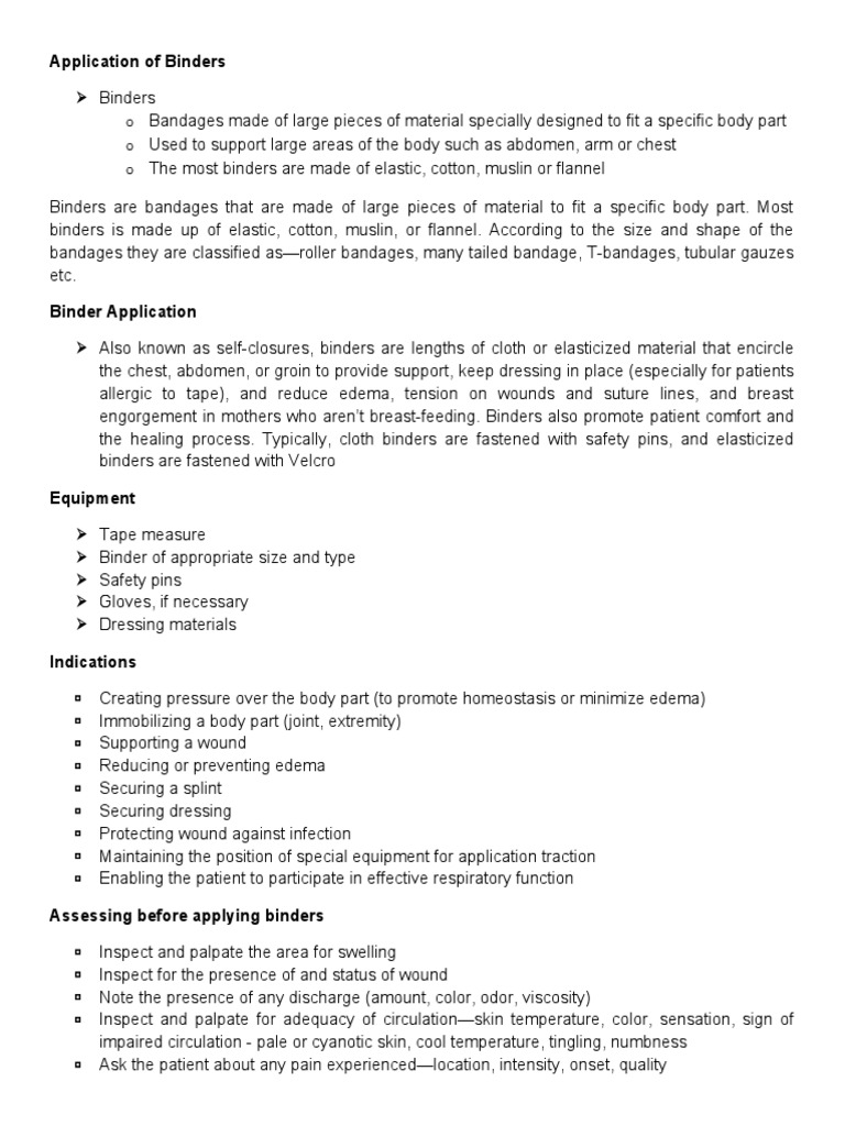 Application of Binders | PDF | Wound | Clinical Medicine