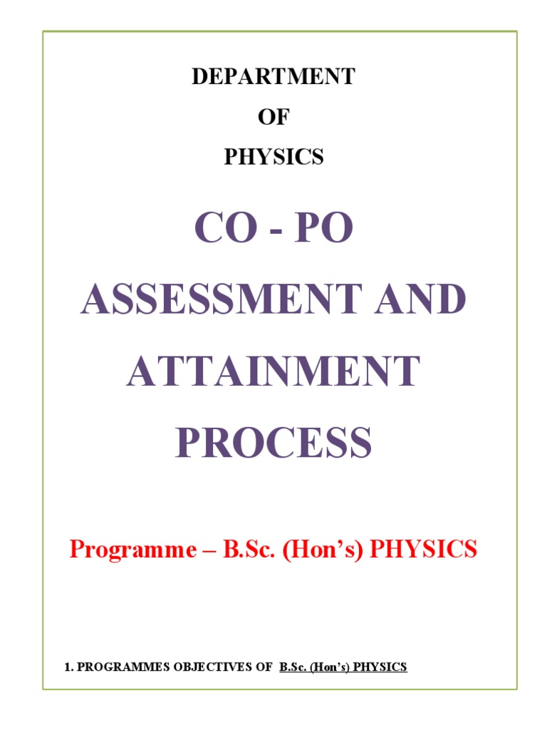Co - Po Assessment and Attainment Process: Department OF Physics ...
