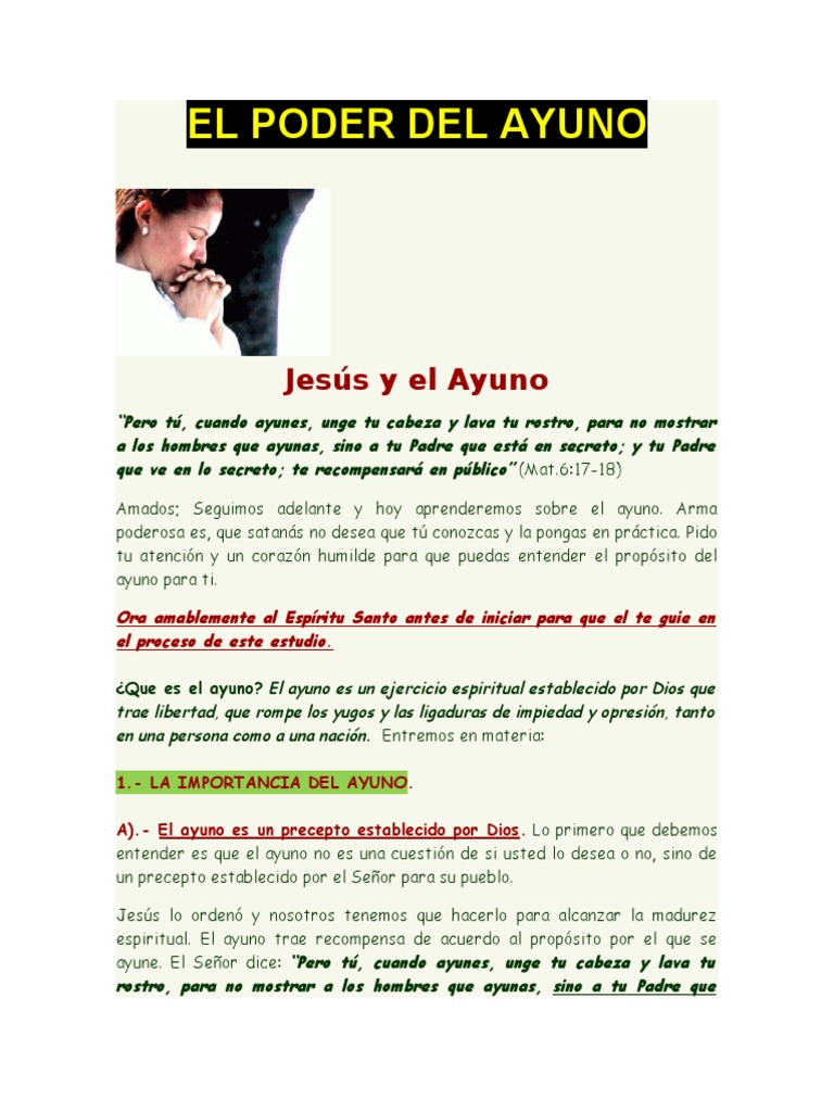 El Poder Del Ayuno | PDF | Rápido | Oración