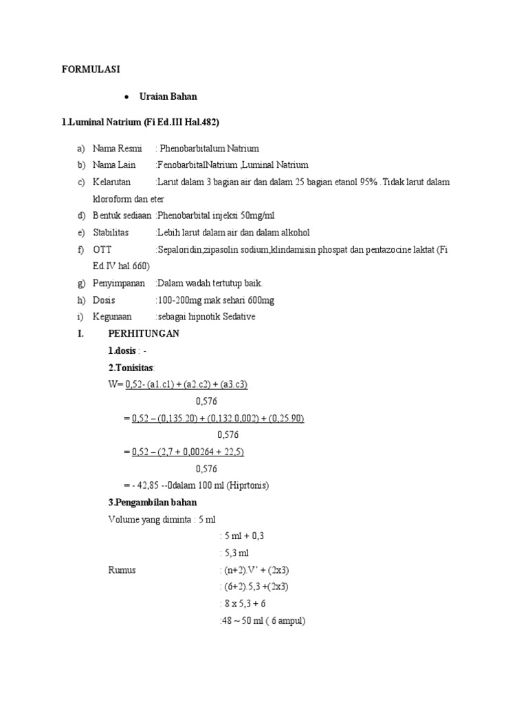 Injeksi Ampul Luminal Kel 8 | PDF