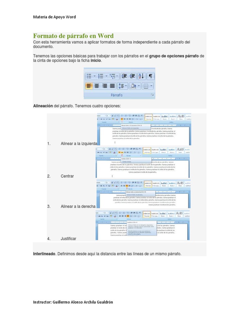 Formato de Párrafo en Word PDF | PDF