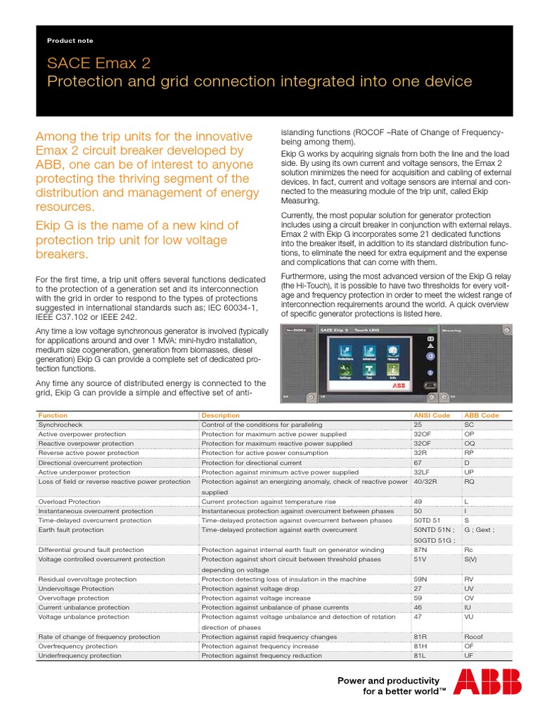 Protection and Grid Connection Integrated Into One Device: SACE Emax 2 ...