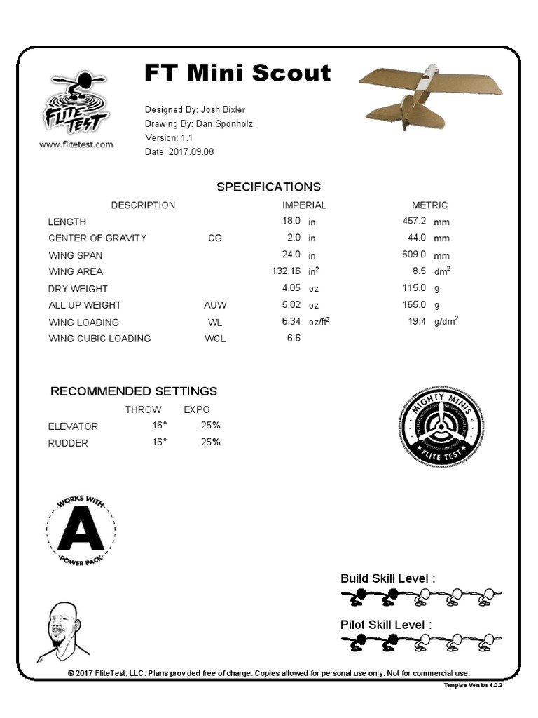 FT Mini Scout: Specifications | PDF | Landing Gear | Vehicle Parts