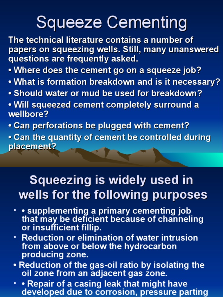 Squeeze Cementing Techniques Explained | PDF | Casing (Borehole) | Gases